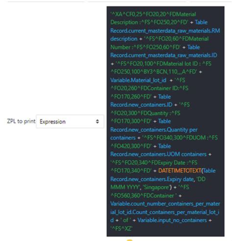 Zebra Printing Syntax For Inserting Variables Andor Table Records Into Zpl Code Support