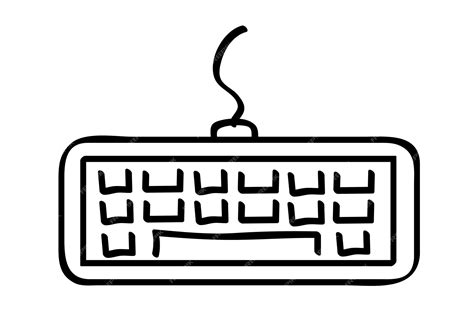 Teclado Con Cable Simple Doodle Dibujo A Mano Boceto Negro Sobre Blanco