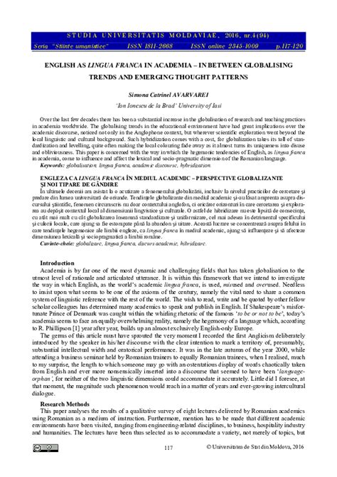 Pdf English As Lingua Franca In Academia In Between Globalising