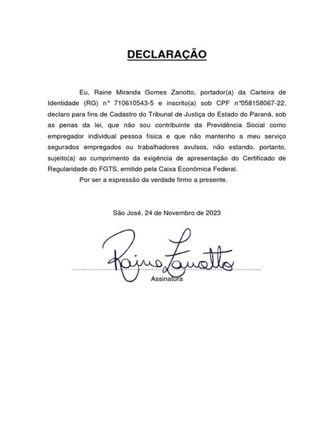 Declaração Fgts Pdf