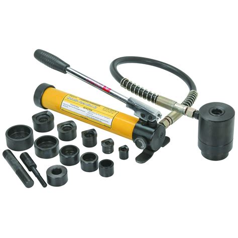 15 Ton Hydraulic Metal Hole Puncher Press Driver Kit Tool Set with 5 ...