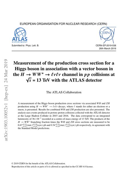 Pdf Measurement Of The Production Cross Section For A Higgs Boson In Association With A Vector