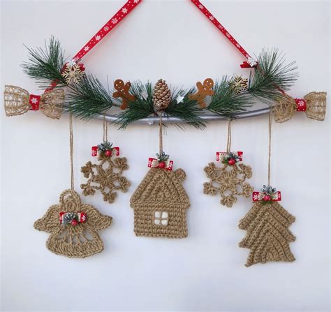 Новогодние украшения в ЭКО стиле из джута Ёлочные игрушки 150 грн По Новый год крючком