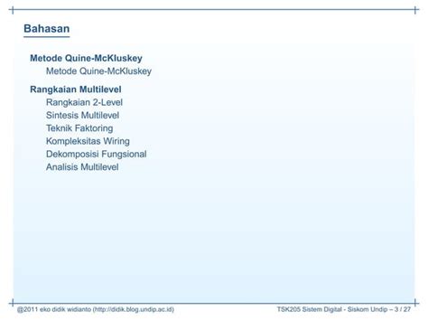 T S K Kuliah Metode Quine Mc Kluskey Rangkaian Multi Level Ppt