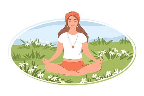 Femme Détendue Méditant Assis Dans La Pose De Yoga Lotus Dans La Nature