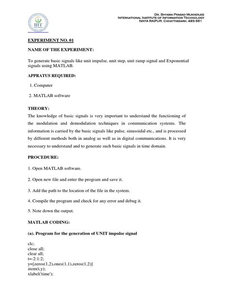 Exp1 Basic Signals Pdf Programming Computer Program