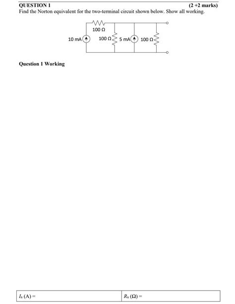 solved question 1 2 2 marks find the norton equivalent