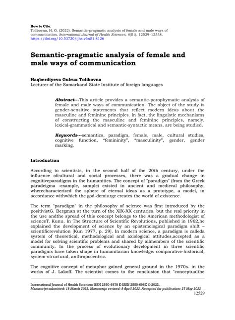 Pdf Semantic Pragmatic Analysis Of Female And Male Ways Of Communication
