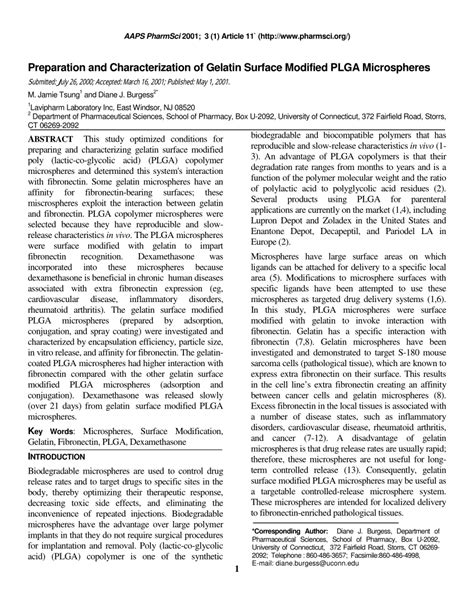 Pdf Preparation And Characterization Of Gelatin Surface Modified Plga Microspheres