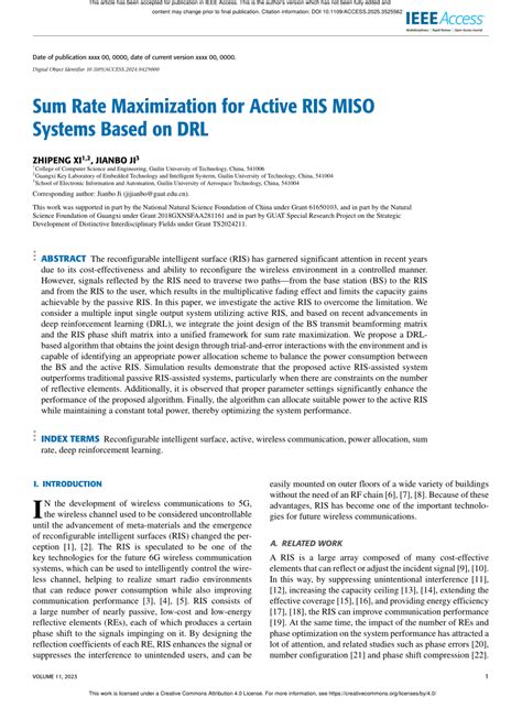 PDF Sum Rate Maximization For Active RIS MISO Systems Based On DRL