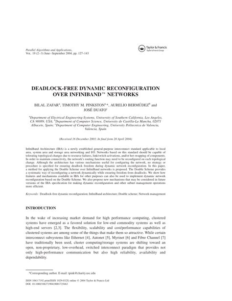 Pdf Deadlock Free Dynamic Reconfiguration Over Infiniband