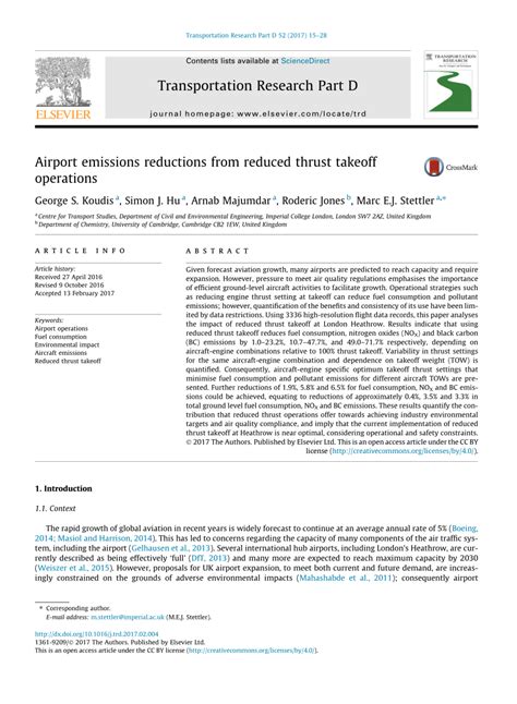 Pdf Airport Emissions Reductions From Reduced Thrust Takeoff Operations