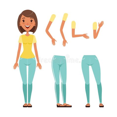 Full Length Portrait Of Smiling Girl Legs And Arms Set Happy Girl