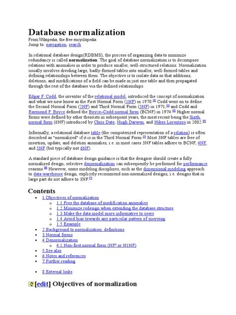Database Normalization From Wikipedia The Free Encyclopedia Pdf