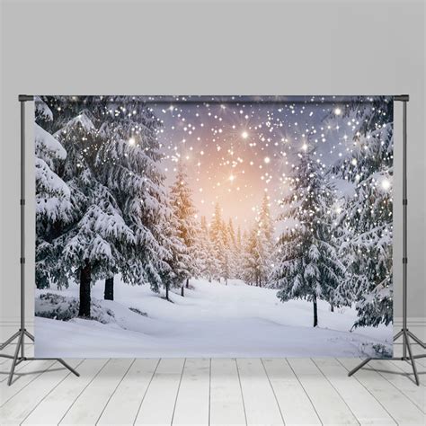 Snow Landscape Pine Tree Forest Winter Backdrop Lofaris