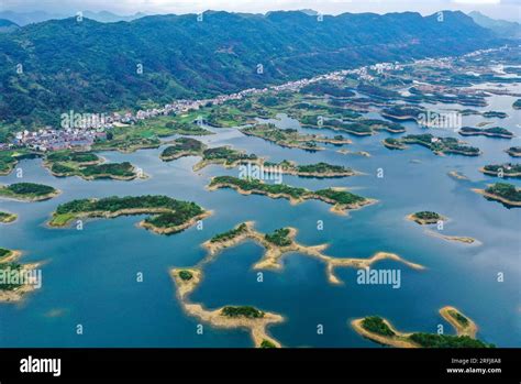 Aerial Photo Shows The Summer Scenery Of Xiandao Lake In Huangshi City
