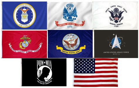 Complete Military Flag Set 1 Of Each Military Branch With A Powmia