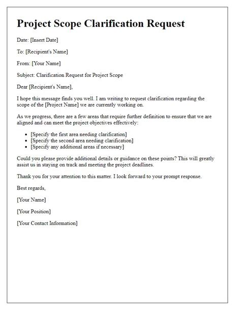 Letter Template For Project Scope Clarification Free Samples In Pdf Letterin