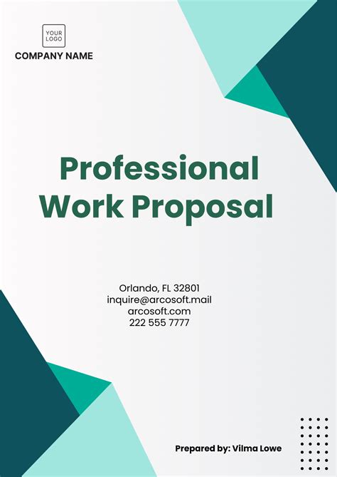 Free Professional Work Proposal Template To Edit Online