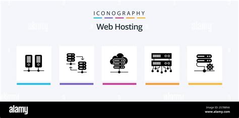 Web Hosting Glyph 5 Icon Pack Including Shared Server Share