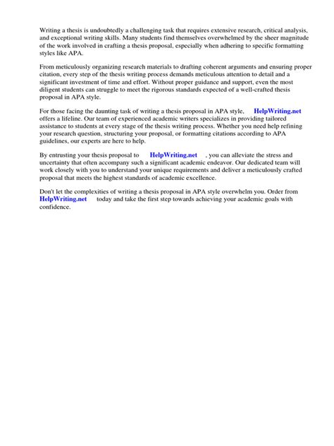 Sample Thesis Proposal Apa Style Pdf Thesis Apa Style