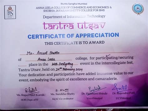 Shakir Ansari On Linkedin Tantrautsav Participantcertificate Webdesign