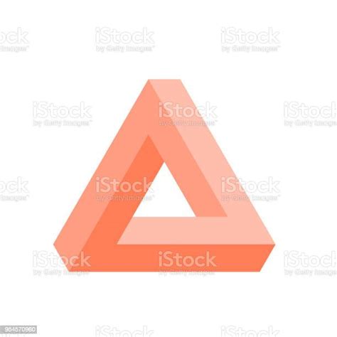 Penrose Triangle Icon In Pink Geometric 3d Object Optical Illusion Vector Illustration Stock