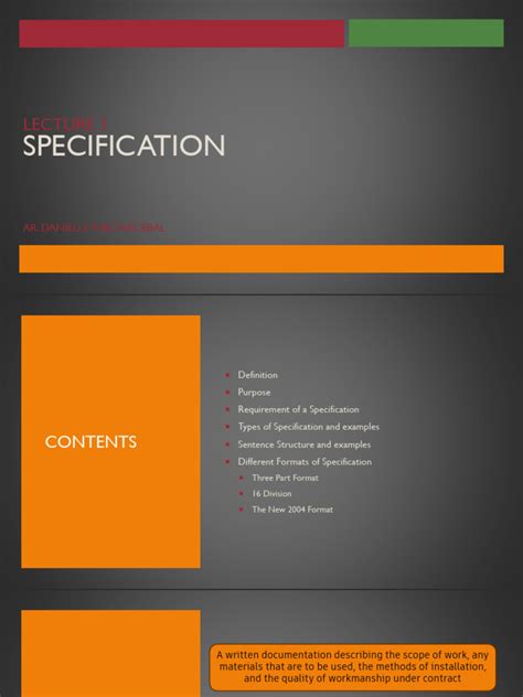 Lecture 01 Specification Pdf Specification Technical Standard