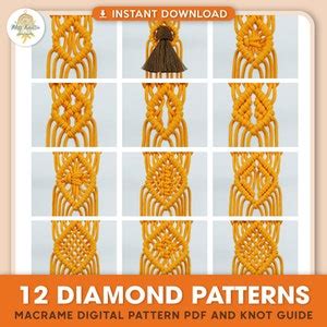 12 Macrame Diamond Patterns Guide PDF For Beginners Macrame Tutorial Macrame Guide Macrame