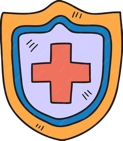 Premium Vector Hand Drawn Shield And Plus Sign Illustration
