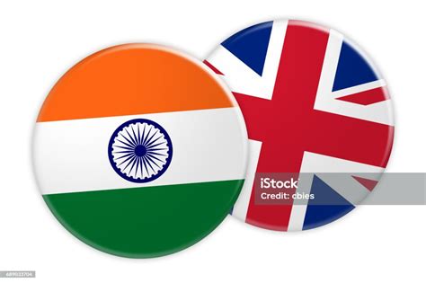 뉴스 개념 인도 국기에 영국 국기 단추 흰색 배경에 3d 그림 3차원 형태에 대한 스톡 벡터 아트 및 기타 이미지 3차원 형태 International Match