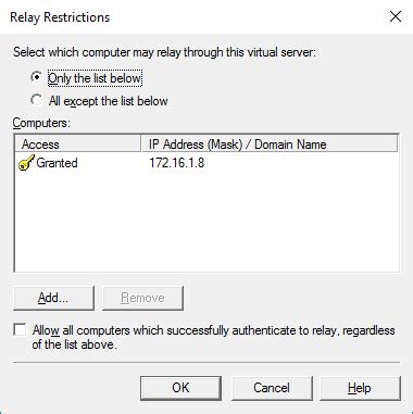 Simple Windows SMTP Relay Exotic Security