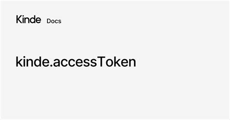 Kindeaccesstoken Kinde Docs