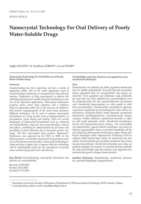 Pdf Nanocrystal Technology For Oral Delivery Of Poorly Water Soluble Drugs