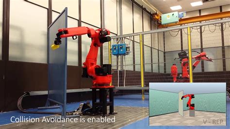 Collision Avoidance Tests With A 7 Dof Redundant Robot And A Static Obstacle Youtube