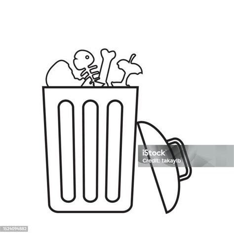 하얀 배경에 쓰레기 더미로 가득 찬 쓰레기통 폐기물은 유기 쓰레기 쓰레기 음식물 찌꺼기로 할 수 있습니다 바구니는 혼합 쓰레기로