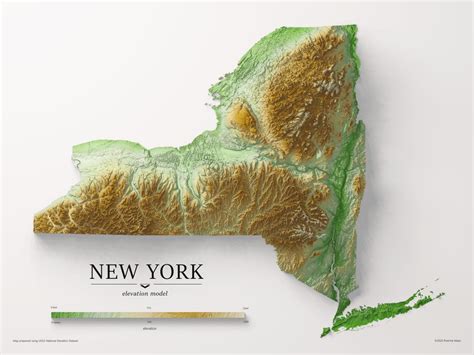 New York State Exaggerated Elevation Map Maps On The Web