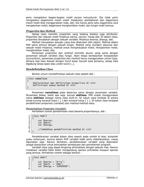 10 Pemrograman Berorientasi Objek Di Php Pdf