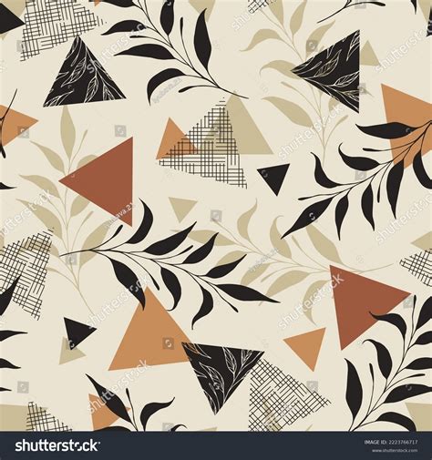 Vector Triangle Pattern Leaves Scandinavian Style Stock Vector Royalty