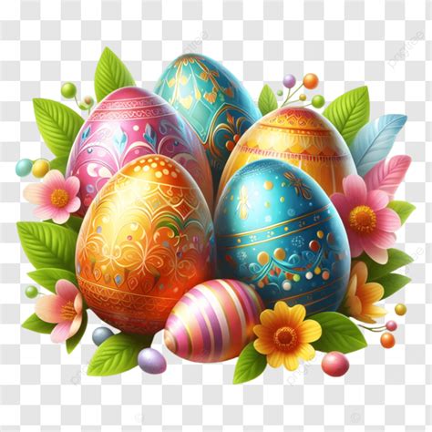 투명한 배경에서 휴일을 위한 재미있는 장난스러운 패턴으로 3d 밝은 색의 부활절 달걀 재미 있는 3d 밝은 색깔의 부활절 달걀 투명한 배경에서 휴일을 위한 장난스러운