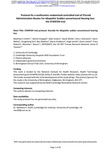 Pdf Protocol For A Multicentre Randomised Controlled Trial Of Steroid