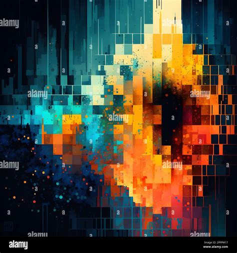 A Vibrant And Colorful Pixel Art Illustration Featuring Geometric