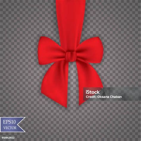 현실적인 빨간 활 고 리본 투명 한 배경에 고립 인사말 카드 포스터 또는 책자를 위한 템플릿입니다 벡터 일러스트 레이 션 0명에 대한 스톡 벡터 아트 및 기타 이미지