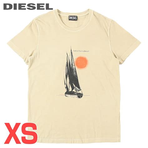 【楽天市場】 Diesel ディーゼル メンズ ウォッシュ加工 プリント スリムフィット 半袖tシャツ カットソー【t Iny C2】【サイズxs】【サンドベージュ】die M T F4