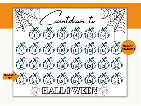 Halloween Countdown Printable Halloween Advent Halloween Calendar