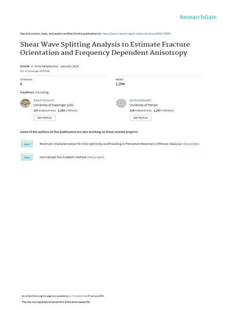 Shear Wave Splitting Analysis To Estimate Fracture Pdf Polarization