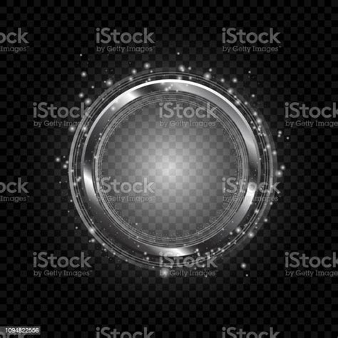 조명 효과와 벡터 실버 프레임입니다 빛나는 원 배너 투명 한 배경에 고립 벡터 일러스트 레이 션 Eps 10 번쩍이는에 대한 스톡 벡터 아트 및 기타 이미지 Istock