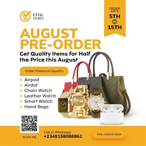 August Pre Order Sale Quality Items At Half Price Shop Flyers Pre