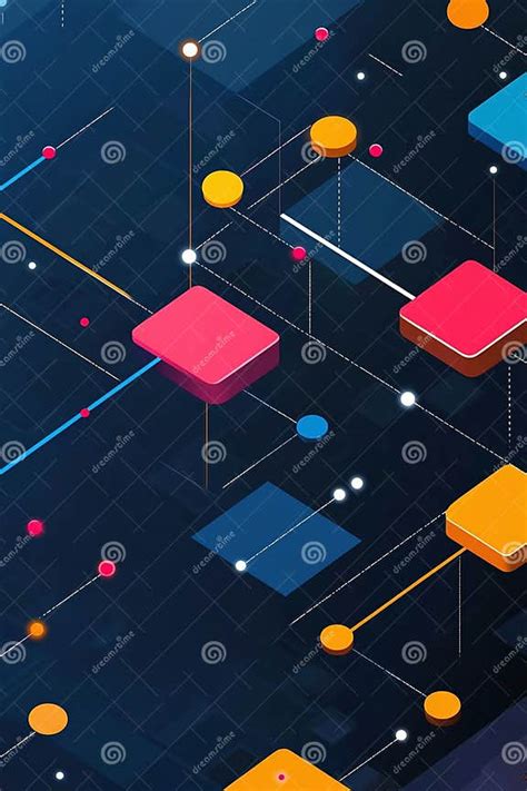 A Colorful 3d Isometric Map With Dynamic Network Lines Illustrating