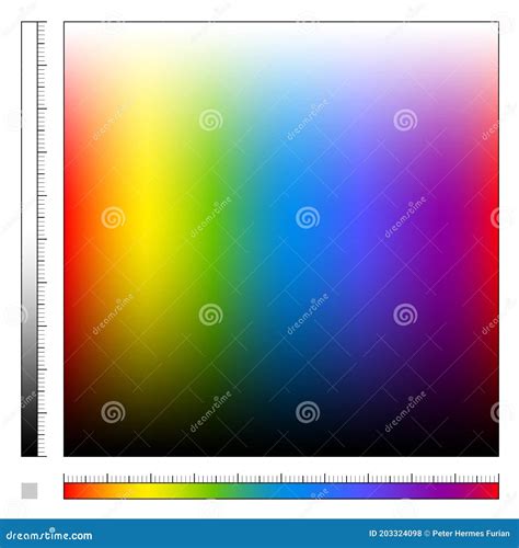 Color Field Saturation Brightness Spectrum Rainbow Colors Graph Square Chart Stock Vector